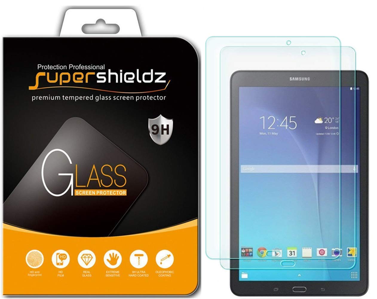 Supershieldz (2 Pack) Designed for Samsung Galaxy Tab E 9.6 inch Tempered Glass Screen Protector, Anti Scratch, Bubble Free