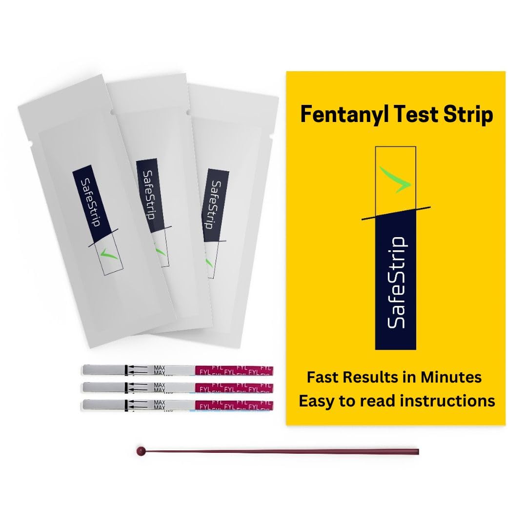 SafeStrip - Fentanyl Test SafeStrip - Fentanyl Test Strips, Quick, Reliable & Easy-to-Use Drug Test Kit for Home Medical Testing on Pills, Powder, Urine & Residue, 100-Pack Test Strips with Scoop