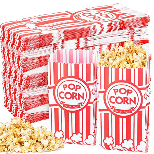 Essenya 200 PCS Popcorn Bags, Popcorn Machine Supplies Set 1 oz Small Pop Corn Bags Popcorn Bag Individual Servings for Popcorn Machine Movie Night Theater Accessories