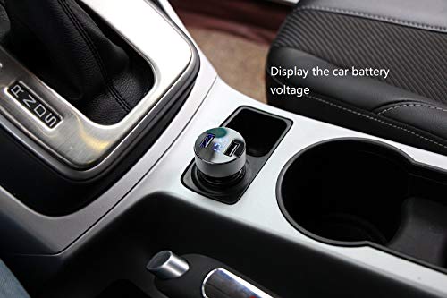LIHAN Dual USB Car Charger,4.8A Output,Cigarette Lighter Voltage Meter Compatible with Apple iPhone,iPad,Samsung Galaxy,LG,Google Nexus,USB Charging Devices,Silver