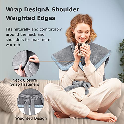 Heating Pad for Back Pain Relief, 24"x33" Weighted Heating Pad for Neck and Shoulder, Neck Heating Pad Fast-Heating with 6 Settings, Auto Shut-Off Full Body Heating Pad, Gifts for Women-Washable