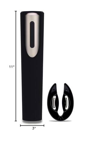 Electric Wine Opener Battery Operated with Stand and Built-in Foil Cutter - Automatic Wine Opener - Electric Corkscrew for Easy Cork Removal - Best Gift for Wine Lover (Black & Silver)