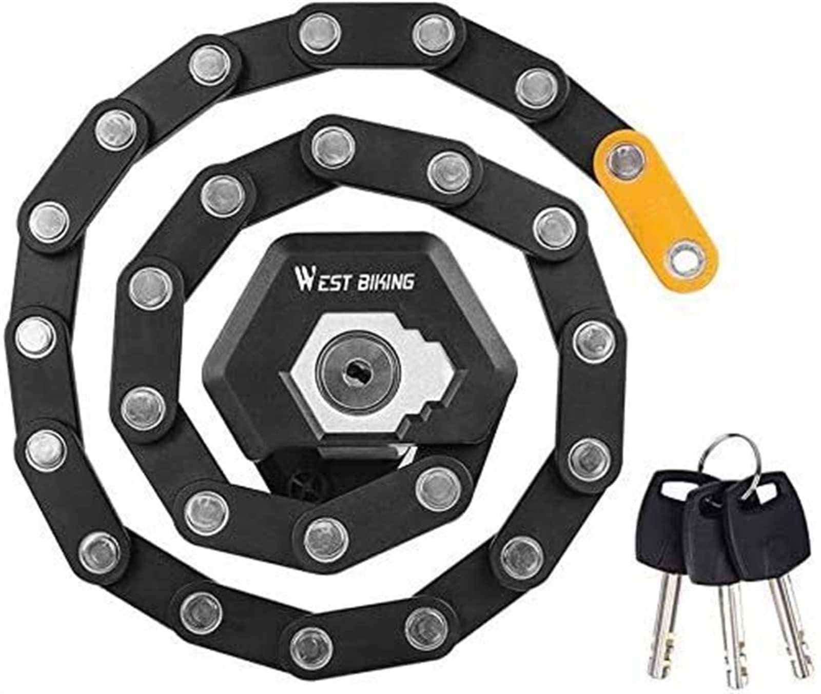 AYM West Biking Foldable Bike Lock with 3 Keys Hamburg-Lock Alloy Anti-Theft Strong Secure Bicycle Folding Lock Mount Bracket Bike Chain Lock Bicicleta Cadena