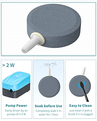 Pawfly Aquarium Air Stone Disc Bubbler 1.5 Inch Bubble Release Tool Round Oxygen Diffuser for Nano Air Pumps Fish Tanks Buckets Small Ponds and DWC Reservoirs, 4 Pack