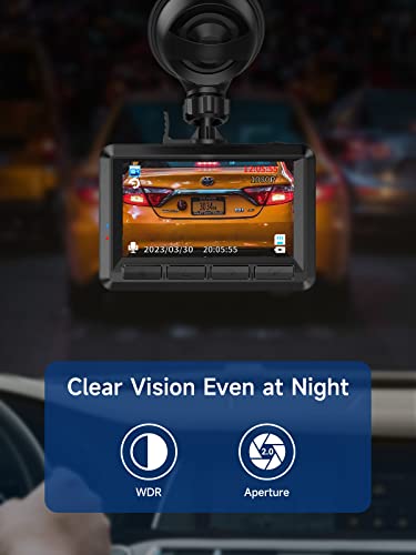 Dash Cam, FHD 1080P WiFi Dash Camera for Cars with 32GB SD Card, 2.45 inch IPS Screen, 2 Mounting Ways, Night Vision, WDR, Accident Lock, Loop Recording, Parking Monitor