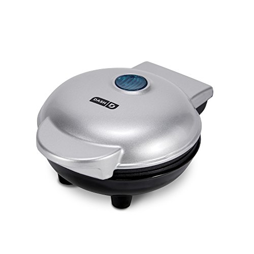 Dash DMS001SL Mini Maker Electric Round Griddle + Included Recipe Book, Silver & DMW001RD Machine for Individual, Paninis, Hash Browns, & other Mini waffle maker, 4 inch, Red