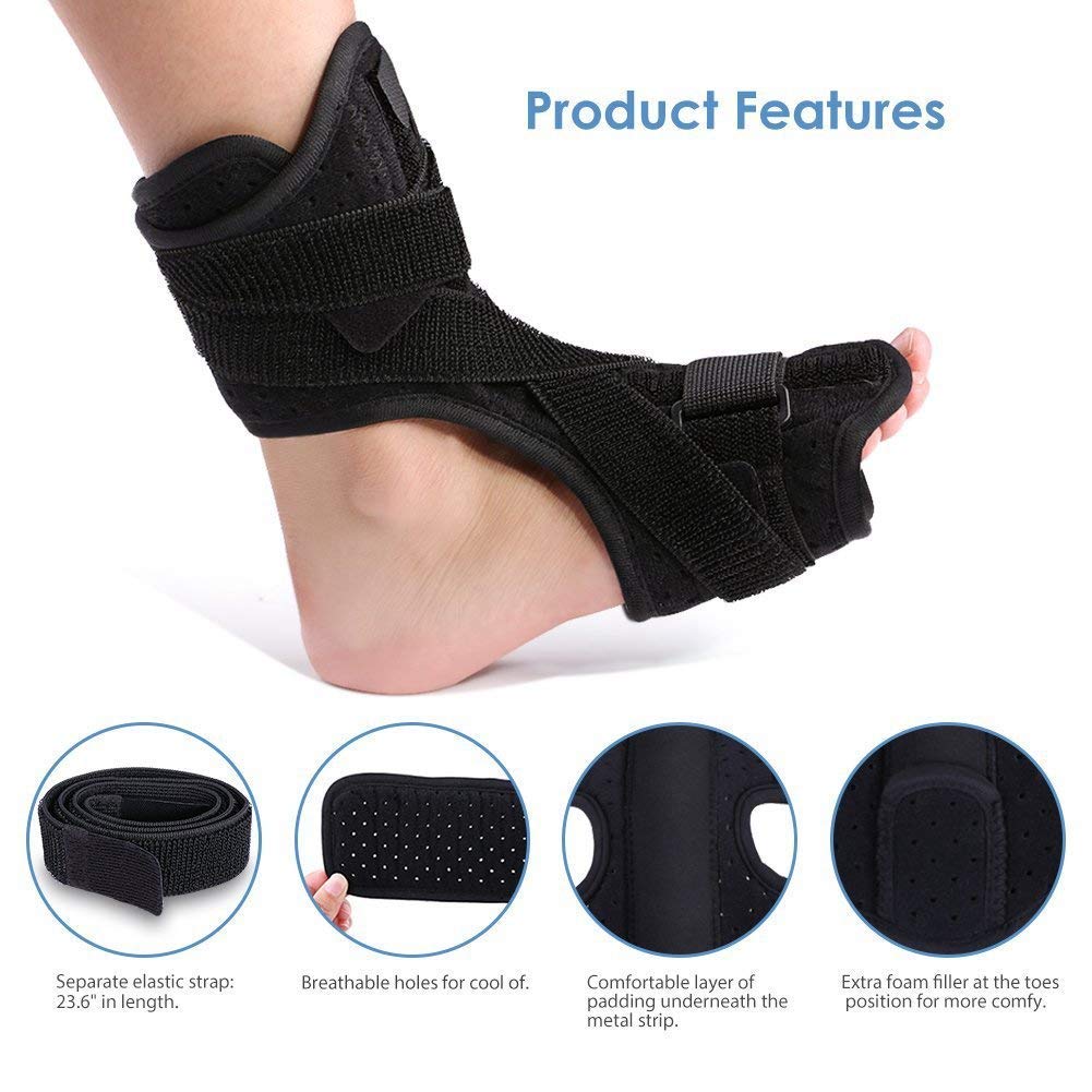 AYNEFY Wrap Ankle Joint Support, Night Splint Foot Drop Orthotic Brace Support Ankle Splint Support Fracture Sprain Injury Support with Massage Ball for Treating Foot Drop