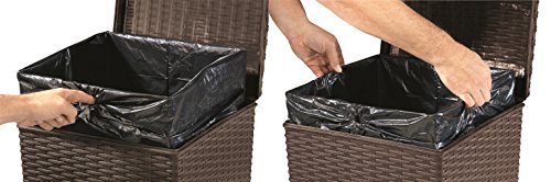 Keter Pacific 33 Gallon Resin Rattan Large Outdoor Trash Can with Lid β Perfect for Backyard Hosting, Patio and Kitchen Use, Brown