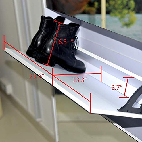 Organizedlife Mirror Shoe Cabinet, Wooden Shoe Organizer with 5 Tier, Full Length Mirror Shoe Rack,Shoe Cabinet for Entryway