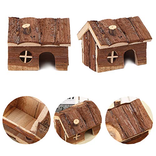 Hamster Wooden House Small Pets Hideout + Flying Saucer Silent Running Exercise Wheel for Dwarf Hamster Russian Robo