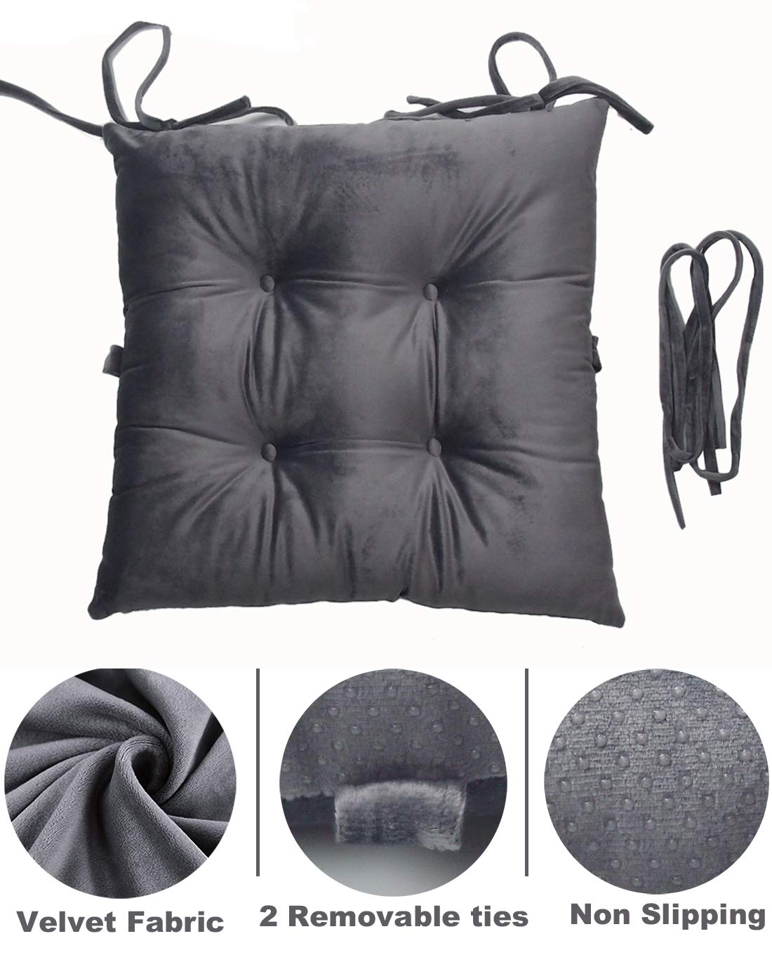 Augld 2 Pack Bar Stool Cushion Small Kids Chair Pad with Ties Square 14βx14βx2β