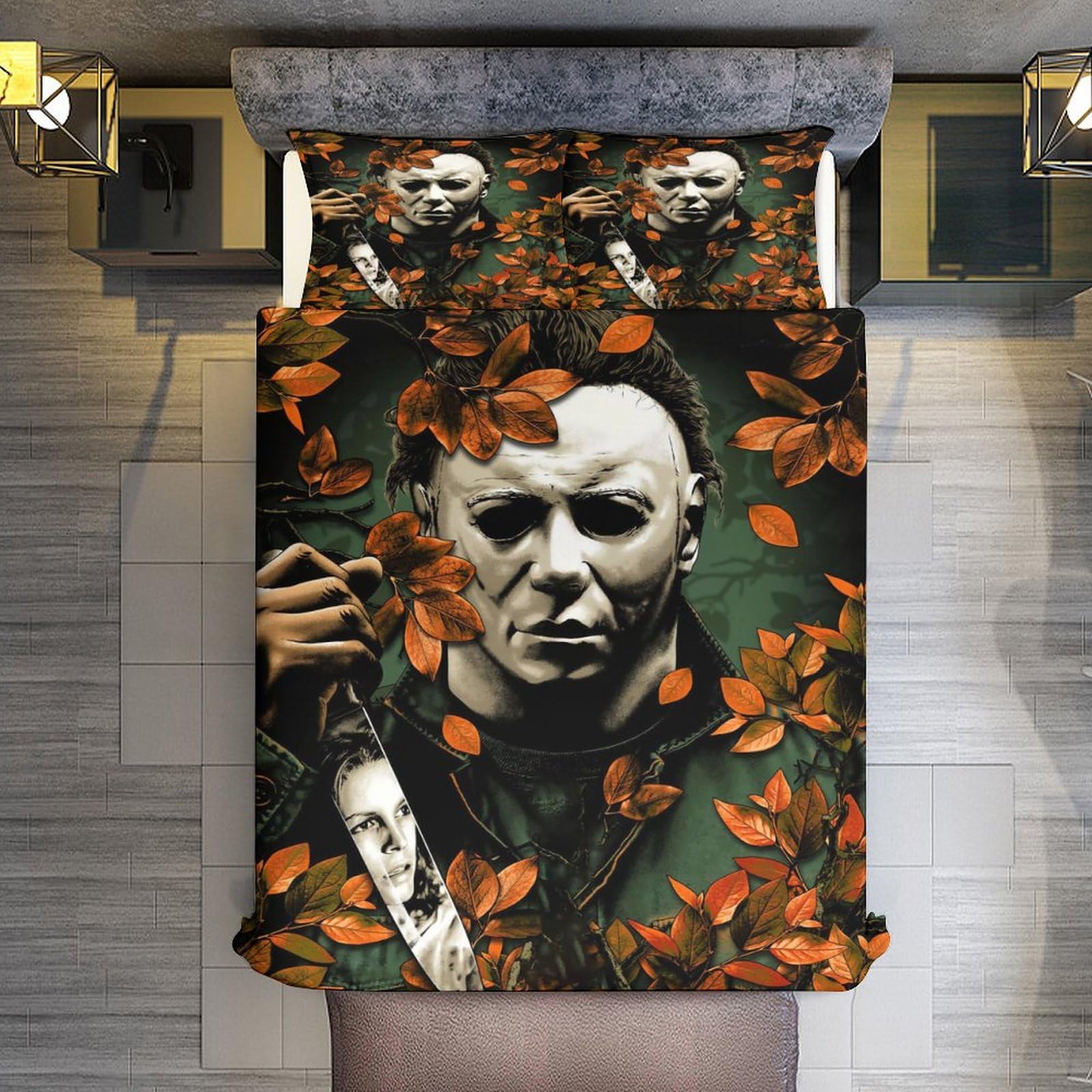Horror 3-Pcs Bedding Set Includes 1 Duvet Cover and 2 Pillowcases, Soft Comfortable Breathable Bedroom Decoration 86"x70"