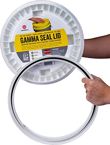 Gamma2 Seal Lid - Pet Food Storage Container Lids - Fits 3.5, 5, 6, & 7 Gallon Buckets, White, 4122E