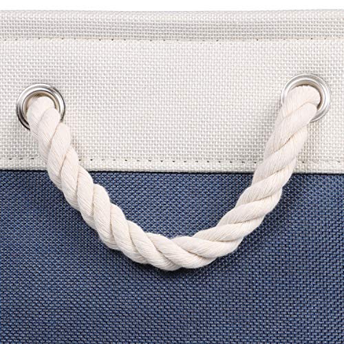 Syeeiex 10.5 Storage Cubes, 10.5'' X 10.5'' X 11'' Cube Storage Bins with Rope Handles, Storage Bin Cubes for Clothes Storage, Home, Nursery Home, Set of 3 Navy Bule & White