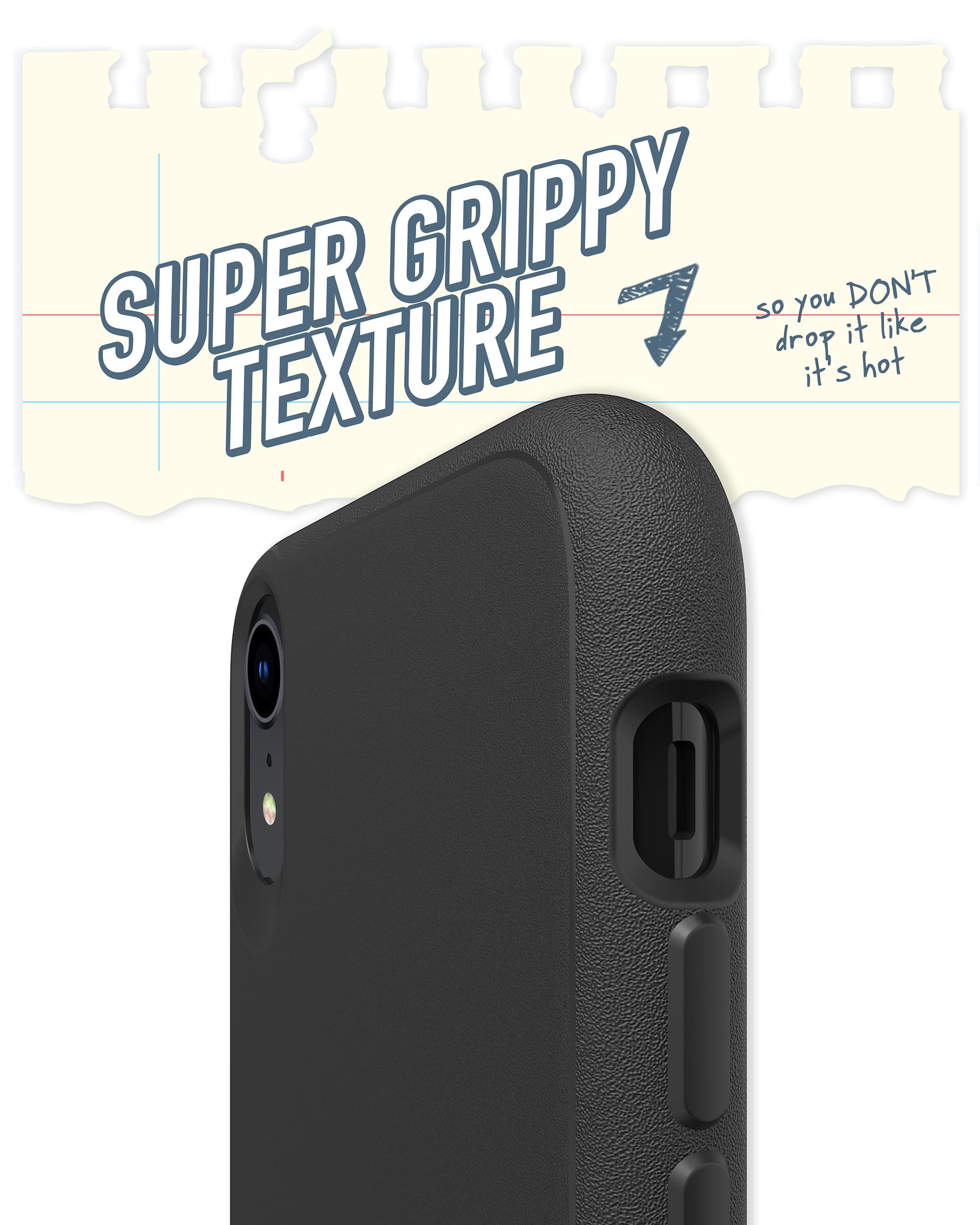 Smartish iPhone XR Slim Case - GripmunK [Lightweight + Protective] Thin Cover for Apple iPhone 10R (Silk) - Black Tie Affair