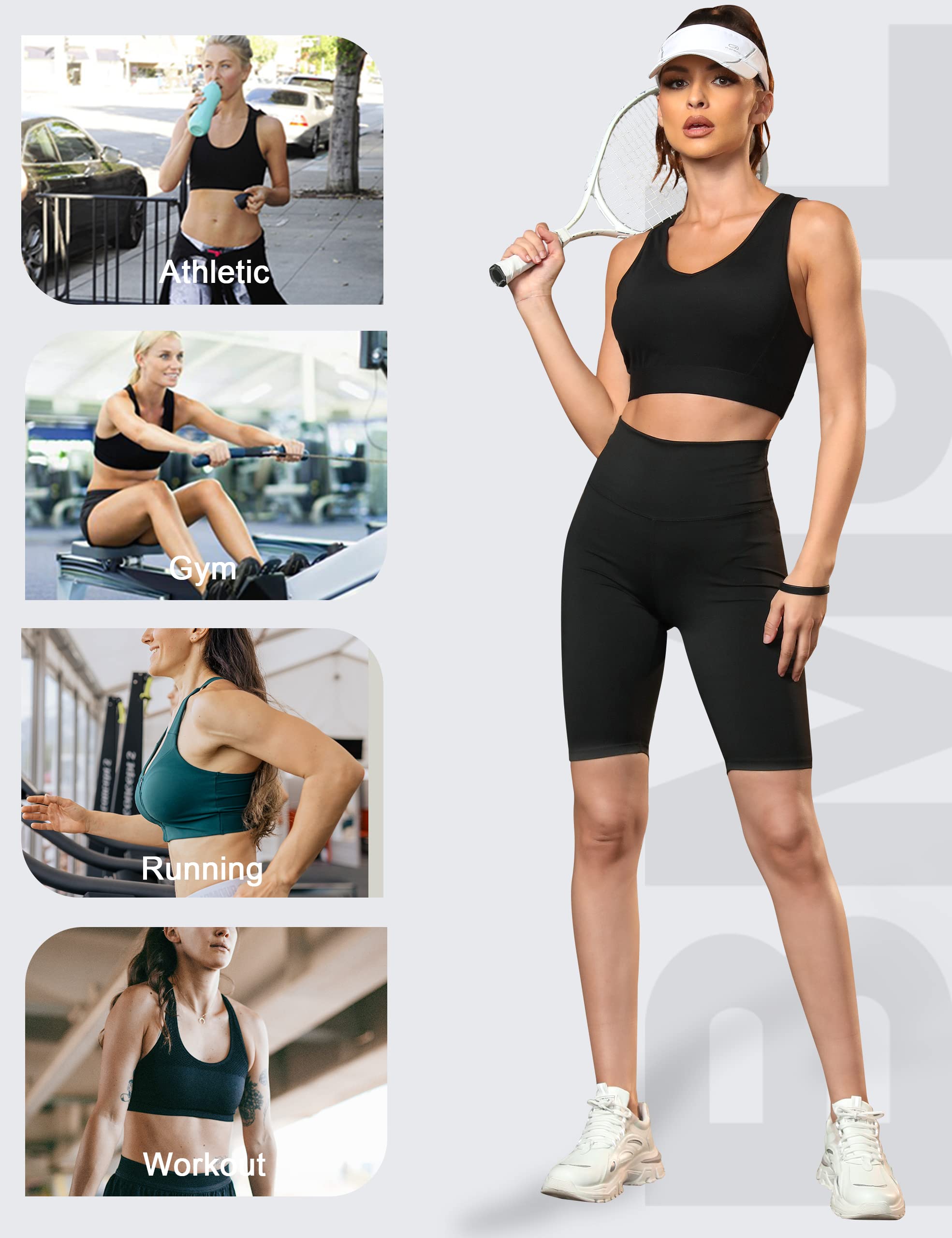 BMJL Sports Bra for Women Crisscross Back Sport Bras Medium Support Workout Yoga Bra with Removable Cups (Black, M)