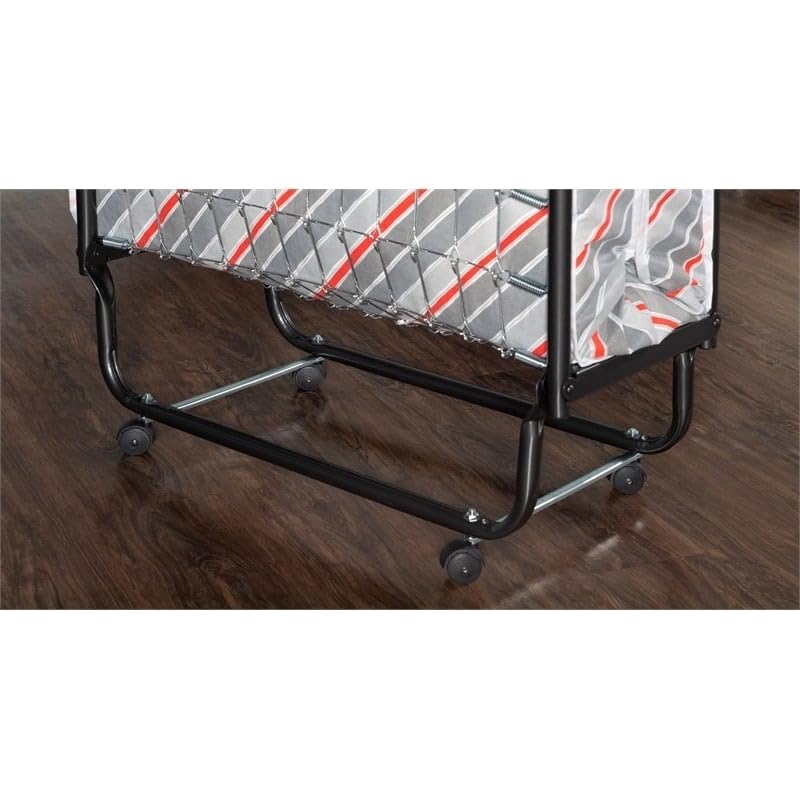 Pemberly Row Metal and Fabric Folding Bed in Gray with Memory Foam Mattress