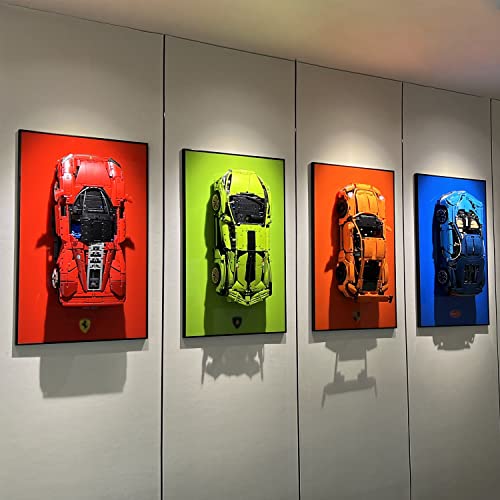 iLuane Display Wallboard for LEGO 42083 Bugatti Chiron Bundle With LEGO 42115 Lamborghini SiƔn FKP 37 Bundle With LEGO 42056 Porsche 911 GT3 RS Bundle With Lego 42143 Ferrari Daytona SP3 (Only Display