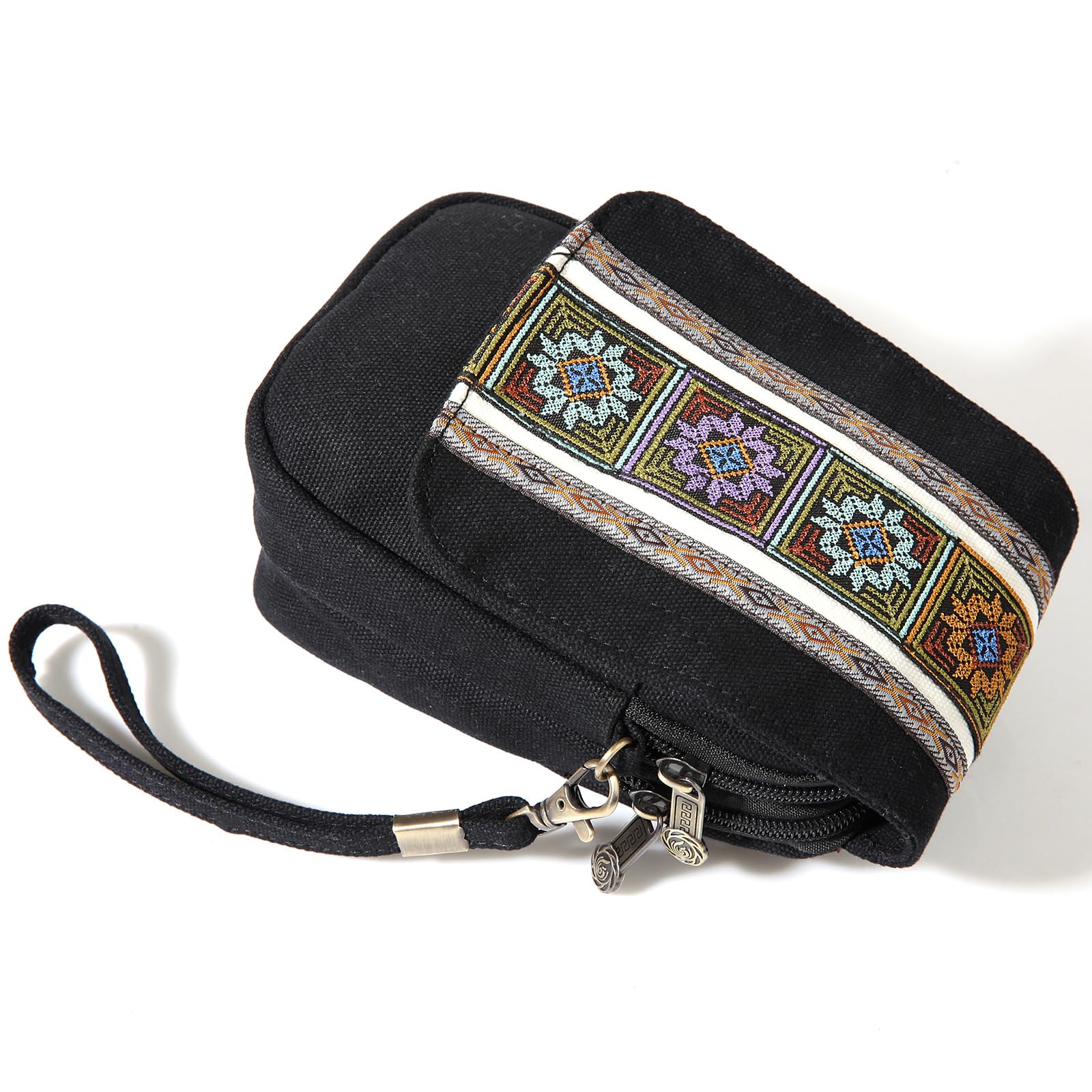 Goodhan Embroidery Canvas Crossbody Bag Cell phone Pouch Coin Purse for Women