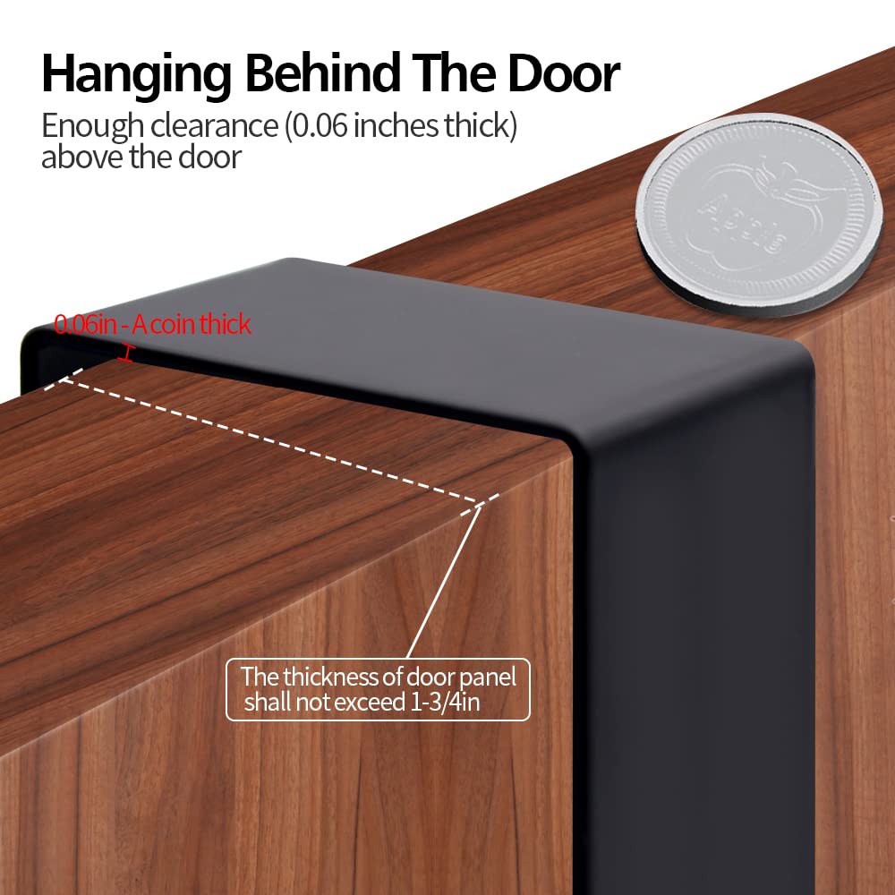 AYQWE Over The Door Hook, 5 Hooks Heavy-Duty Over Door Hanger, Space Saving Over Door Organizer Rack for Hanging Coat, Towel, Bag, Robe, Aluminum (1pcs Short Black)
