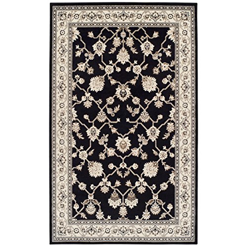 Superior Elegant Kingfield Collection Area Rug, 8mm Pile Height with Jute Backing, Classic Bordered Rug Design, Anti-Static, Water-Repellent Rugs - Black, 5' x 8' Rug