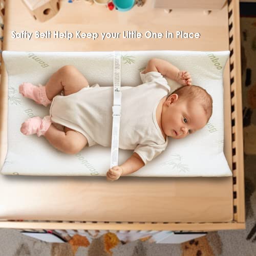 Truwelby Changing Pad, Waterproof Bamboo Cover Contour Diaper Changing Pad for Dresser Top, Baby Changing Table Pad Cover Hypoallergenic Washable