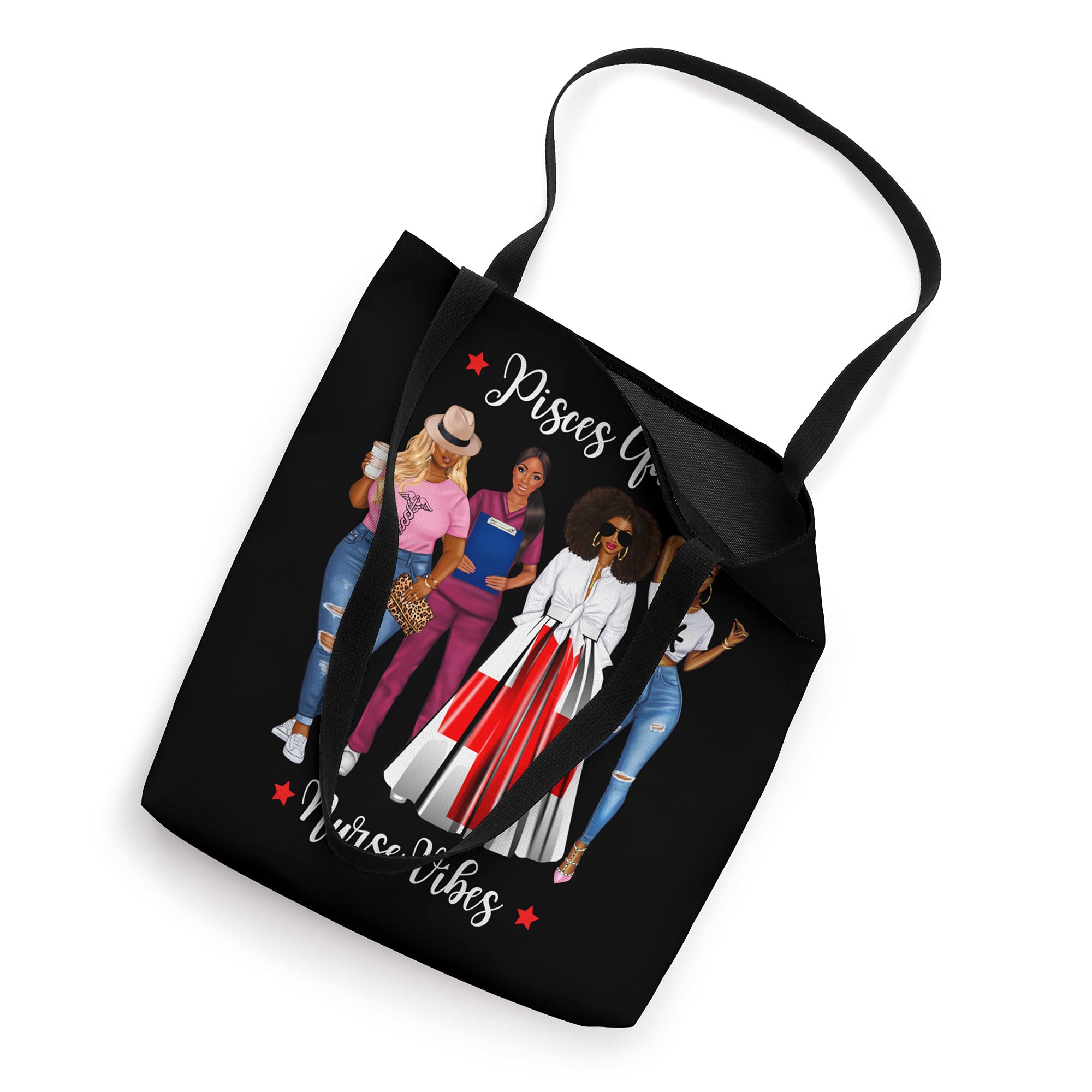 Black Nurse Pisces Queen February March Birthday Zodiac Cute Tote Bag