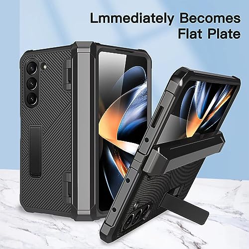 Hoerrye ππ©π π«ππππ for Samsung Galaxy Z Fold 5 Case with Screen Protector & Kickstand Hinge Protection 360 Military Grade Full Body Phone Cover for Z Fold 5 2023 (Black)