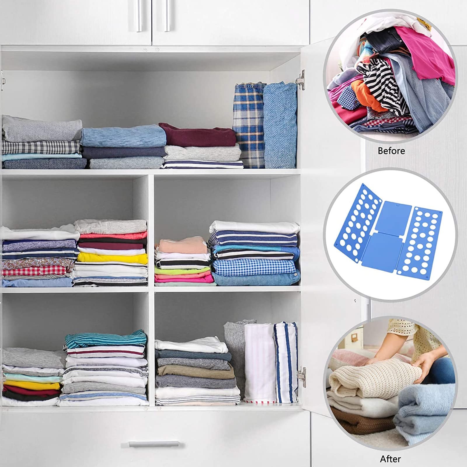 Manwetye 2 PCS Clothes Folding Board for Kid and Adult,T Shirt Folder Laundry Organizer Easy and Fast for Home Organization(Orange and Blue)