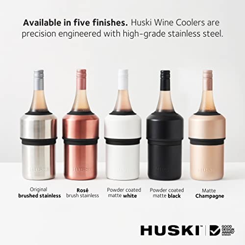 Huski Wine Chiller | Award Winning Iceless Design | Keeps Wine Cold up to 6 Hours | Wine Accessory | Next Generation Ice Bucket | Fits Some Champagne Bottles | Perfect Gift for Wine Lovers (Stainless)