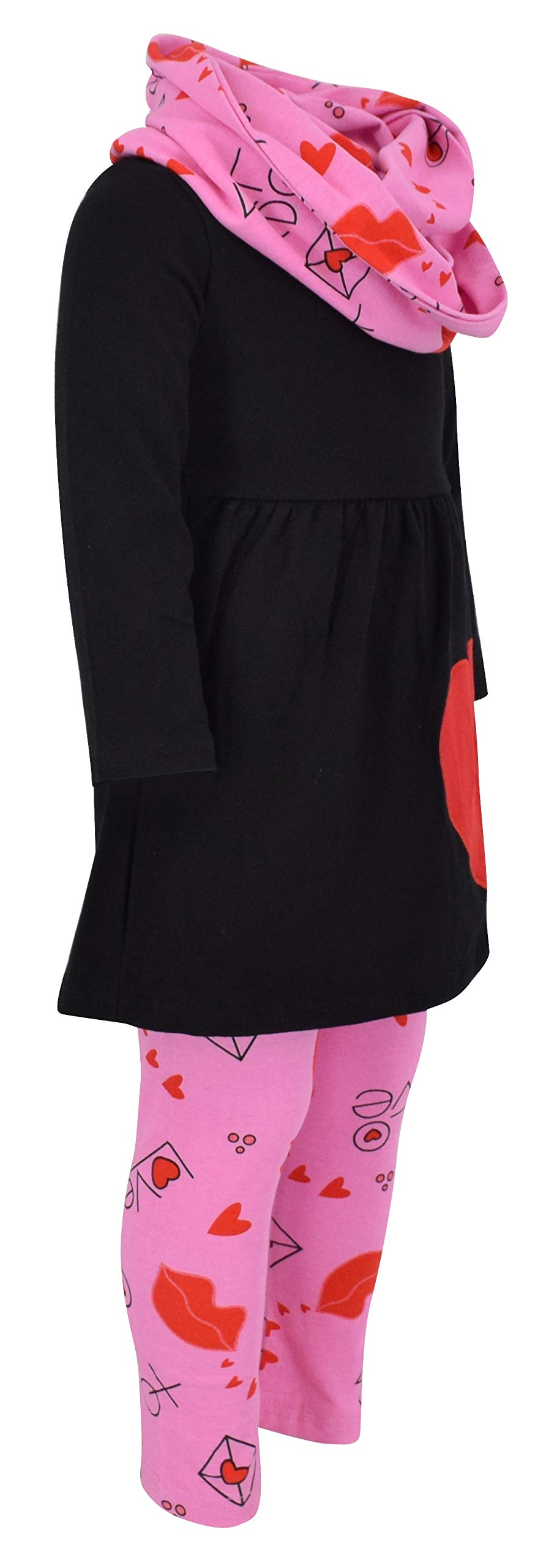 Unique Baby Girls Valentines Day Love Letters Toddler Outfit Legging Set (5 Years, Black)
