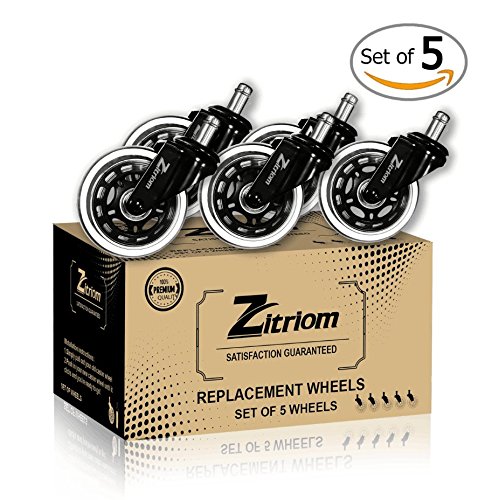 Office Chair Caster Wheels for All Floors - Set of 5 Silicone Replacements with Universal Fit Standard Stem Diameter