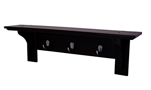 kieragrace Bennet Shelf With 3 Hooks, 23.5-Inch, Black