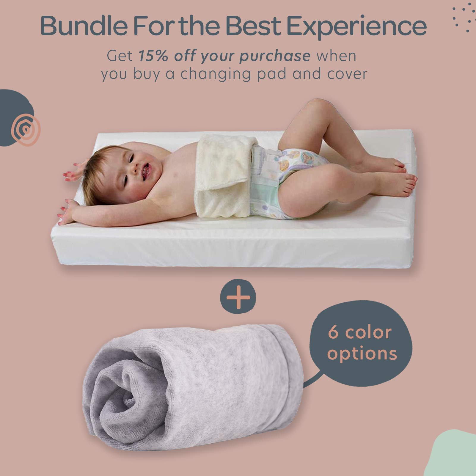 PooPoose Baby Changing Pad with Secure Strap 32" x 16", Changing Diaper Mat for Table Dresser Change Station Soft, White