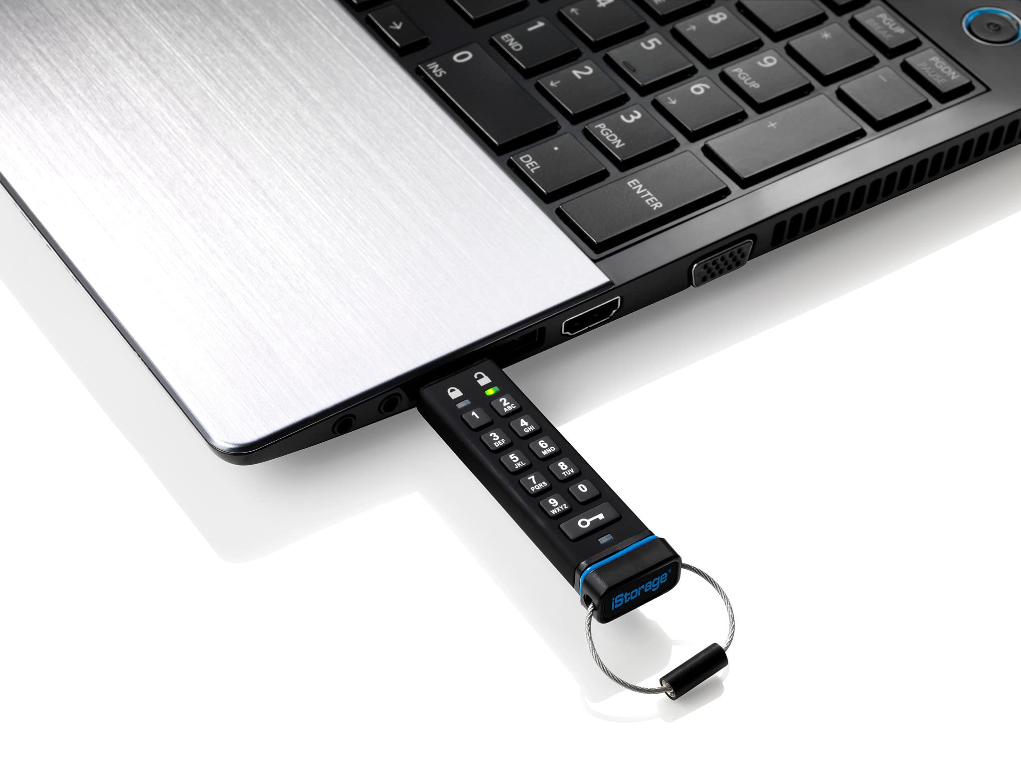 iStorage datAshur 8 GB Secure Flash Drive - Password Protected, Dust and Water Resistant, Portable, Military Grade Hardware Encryption USB 2.0 IS-FL-DA-256-8