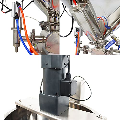INTBUYING 110V 30-300ml Paste Liquid Heating Mixing Filling Machine with Vertical Stirring Hopper for Cream Shampoo Honey Toothpaste Oil Sauce Butter