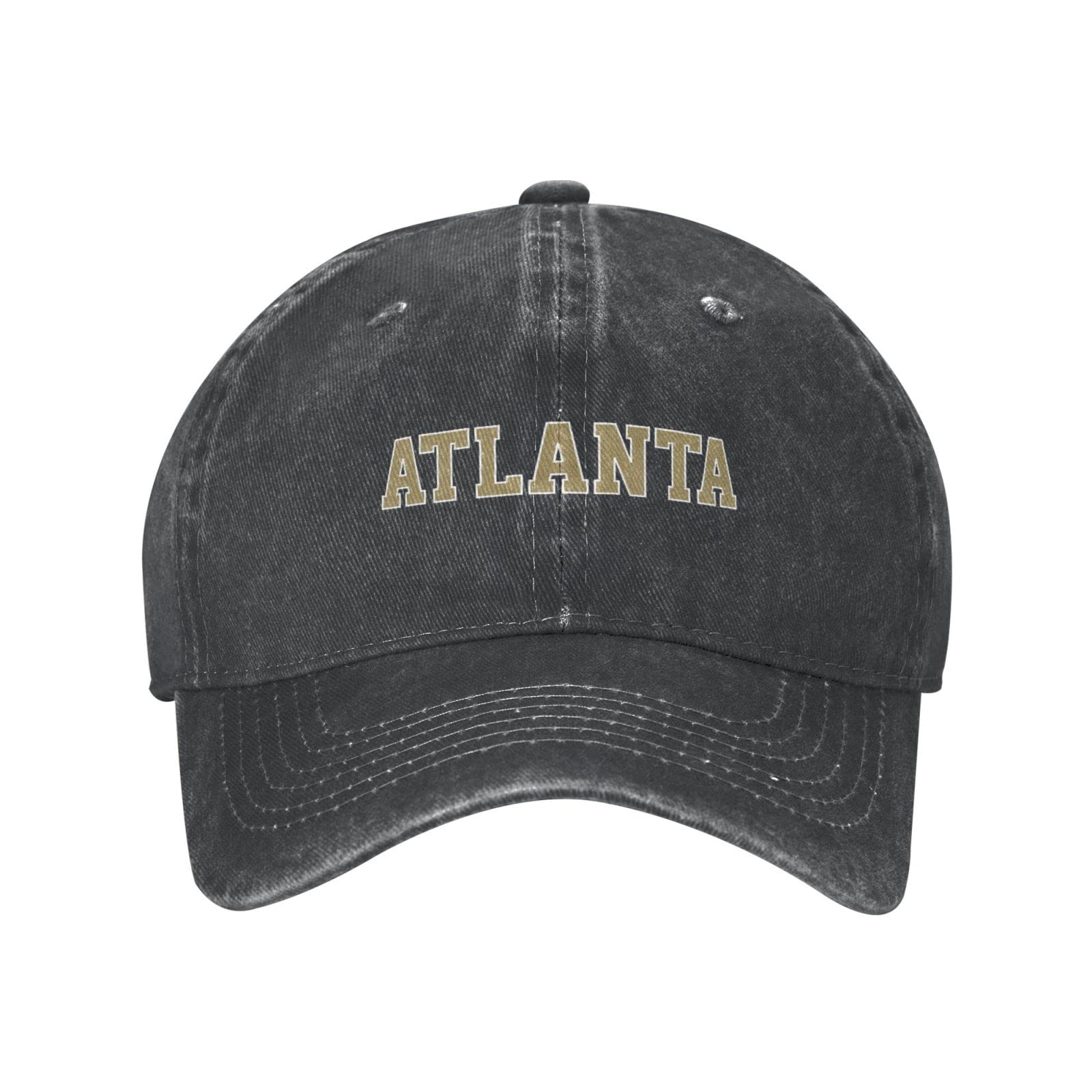 Atlanta Cap Adult Adjustable Classic Casquette Denim Hat for Outdoor Black