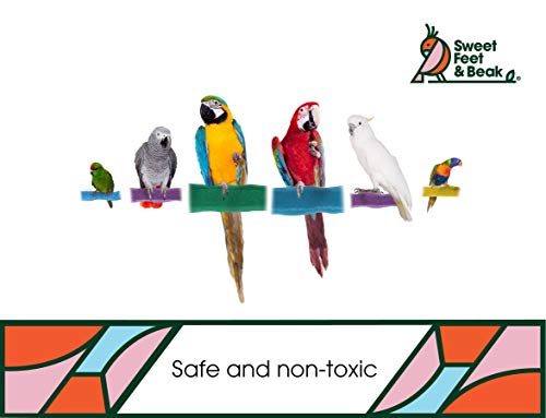 Sweet Feet and Beak Comfort Grip Safety Perch for Bird Cages - Patented Pumice Perch for Birds to Keep Nails and Beaks in Top Condition - Safe Easy to Install Bird Cage Accessories - M 8.5"