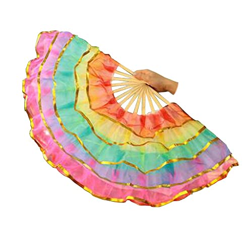 Black Temptation Chinese Folk Dance Fan Short Silk Flutter Fan Folding Silk Fan Veil #07