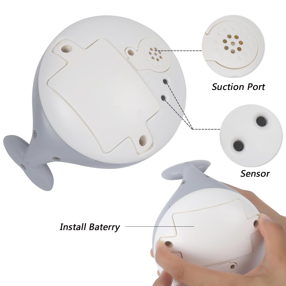 AOLIGE Baby Light Up Bath Toys for Kids (2pcs) Whale Bath Toy Sprinkler Induction Sprinkler Bathtub Toys (2PCS White & Grey Whale)