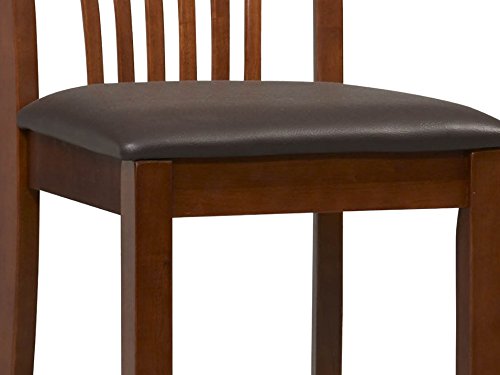 Linon Triena Red Cherry Wood Black Vinyl Padded Seat - 24 inch
