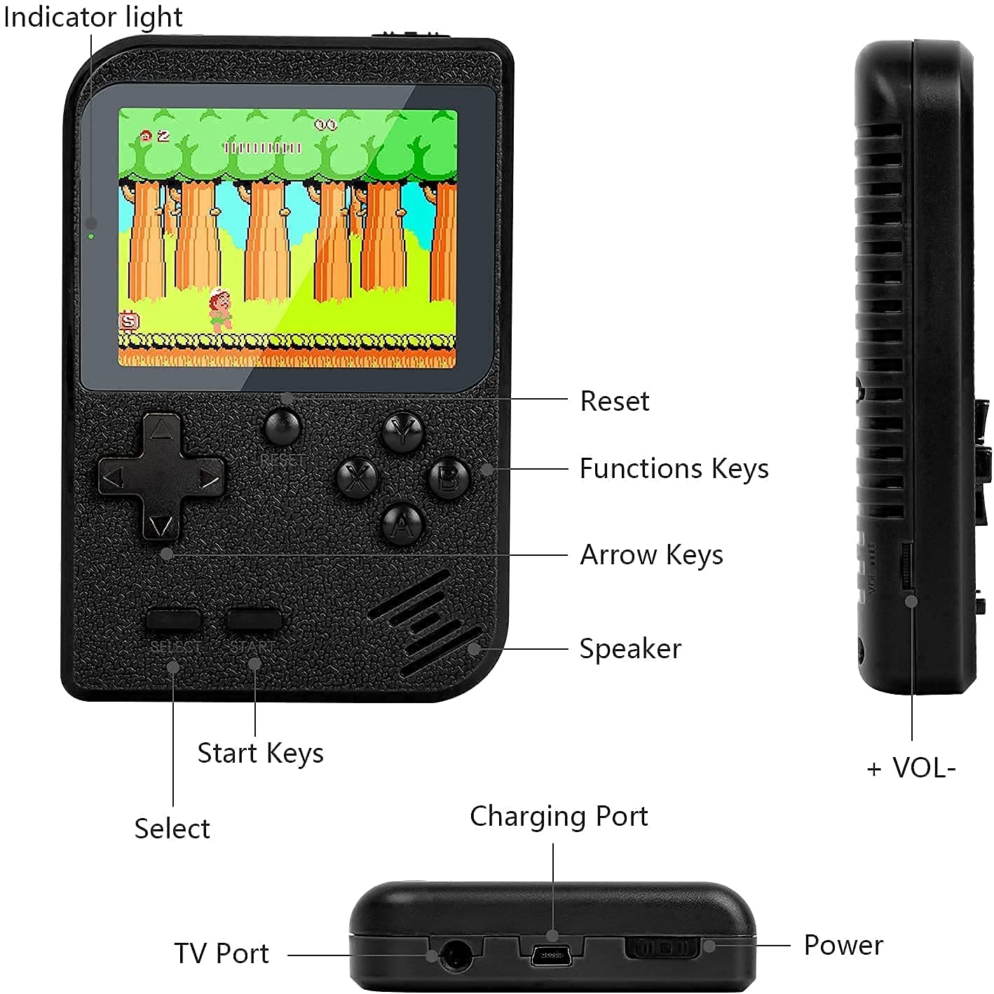 JAMSWALL Retro Handheld Game Console, Portable Retro Video Game Console with 400 Classical FC Games 2.8-Inch Screen 800mAh Rechargeable Battery Support for Connecting TV and Two Players(Black)…
