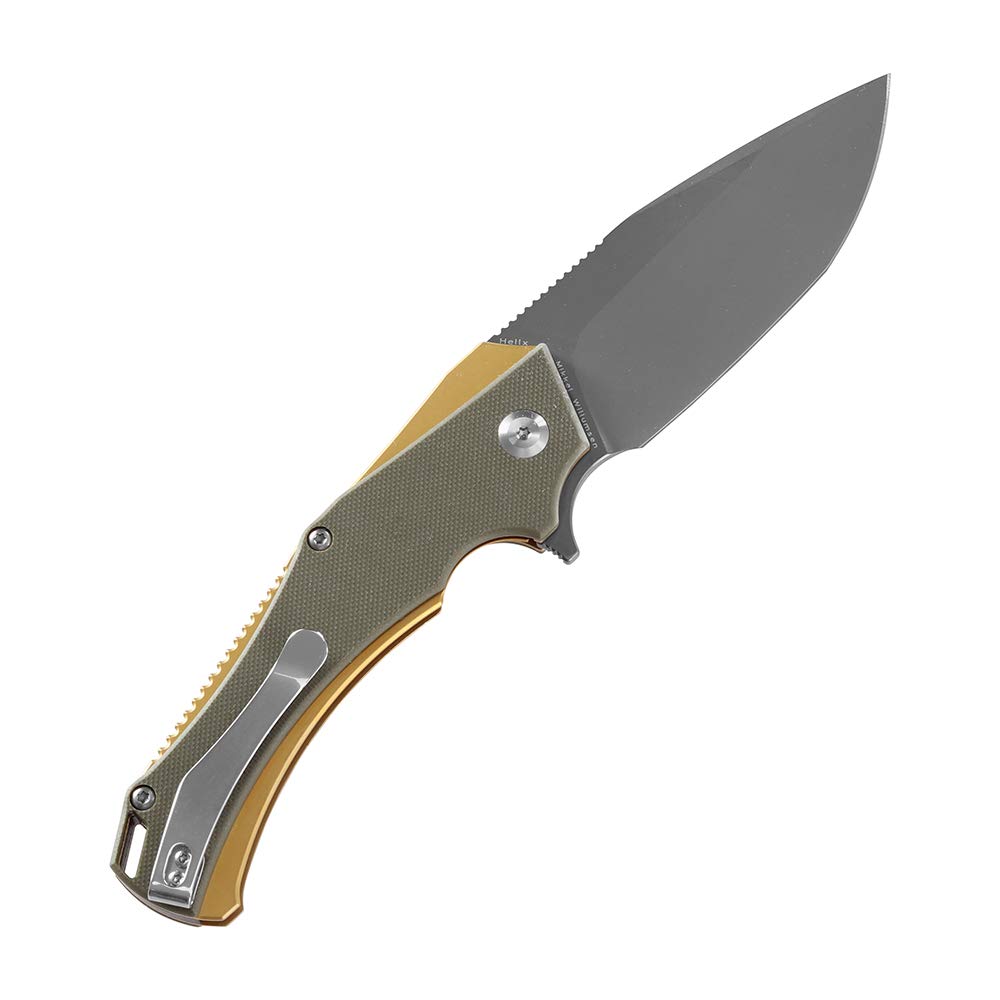 KANSEPT Outdoor Camping Pocket Knives Hellx 8.9in Folding Knife with 3.6in Black Stonewashed D2 Blade Purple G10 Handle Heavy Duty Pocket Tactical Knives for Men T1008A6