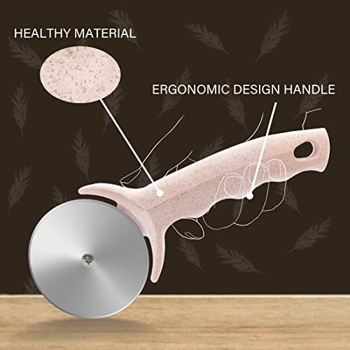 HELEERON Pizza Cutter Wheel, Stainless Steel Pizza Cutter with Cover, Super Sharp Pizza Slicer-Dishwasher safe,Smooth Rotating Pizza Wheel Safe with Healthy Material (Pink)