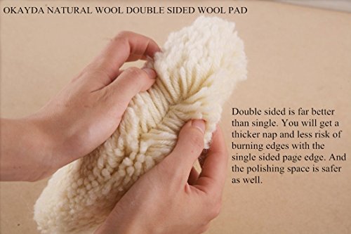OKAYDA Genuine Wool Polishing Waxing Pads Buffing Pads for Car Polisher Boat Polisher 7' Single Sided / 7 Double Sided (Double Sided)