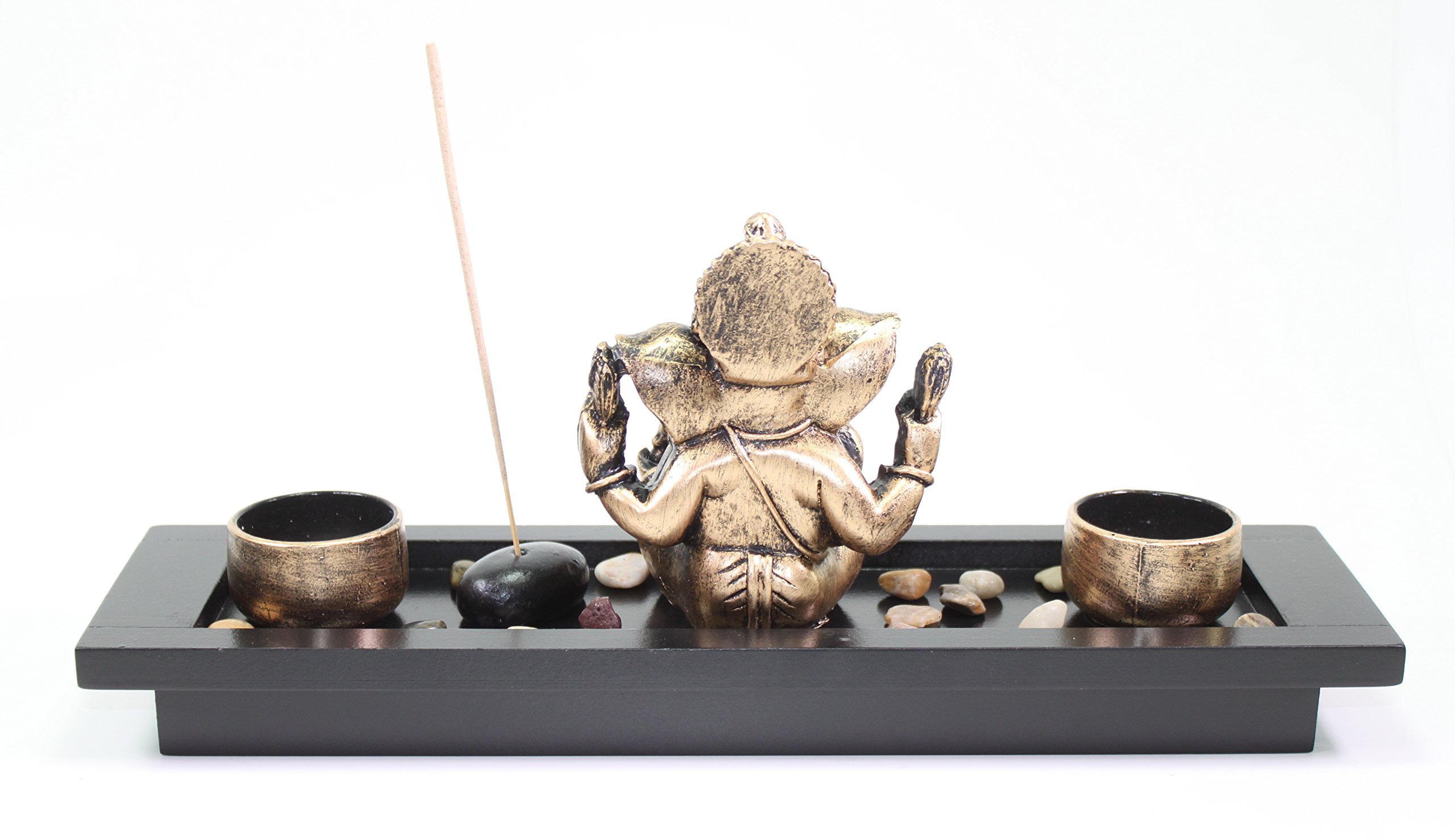 Elephant Ganesha Zen Garden Rocks Incense Burner Candle Holder Home Decor Gift