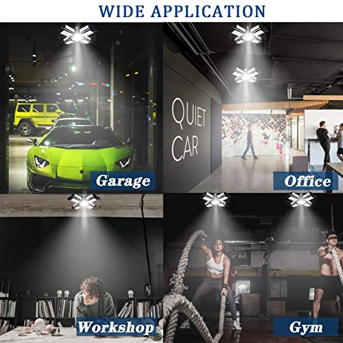 HBESTIE LED Garage Lights, 180W Deformable LED Shop Lights with 12 Adjustable Multi-Position Panels, 18000LM 6500K Warehouse LED Garage Ceiling Lights,E26 E27 Base Bay Light for Workshop,Barn,Yard
