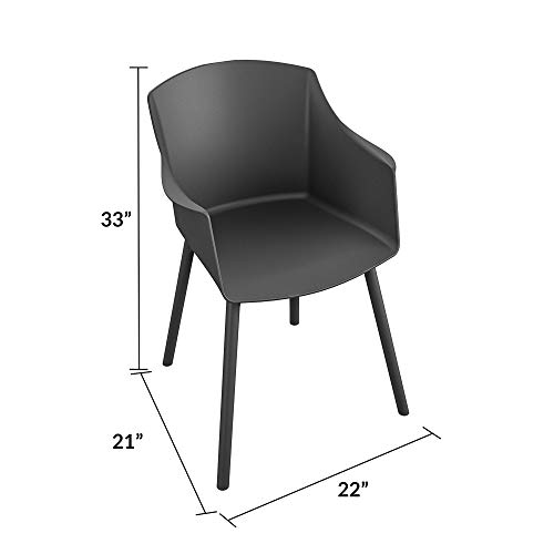 CosmoLiving by Cosmopolitan , Camelo Collection, Indoor/Outdoor Resin, 2-Pack, Black Dining Chairs, Contoured Back