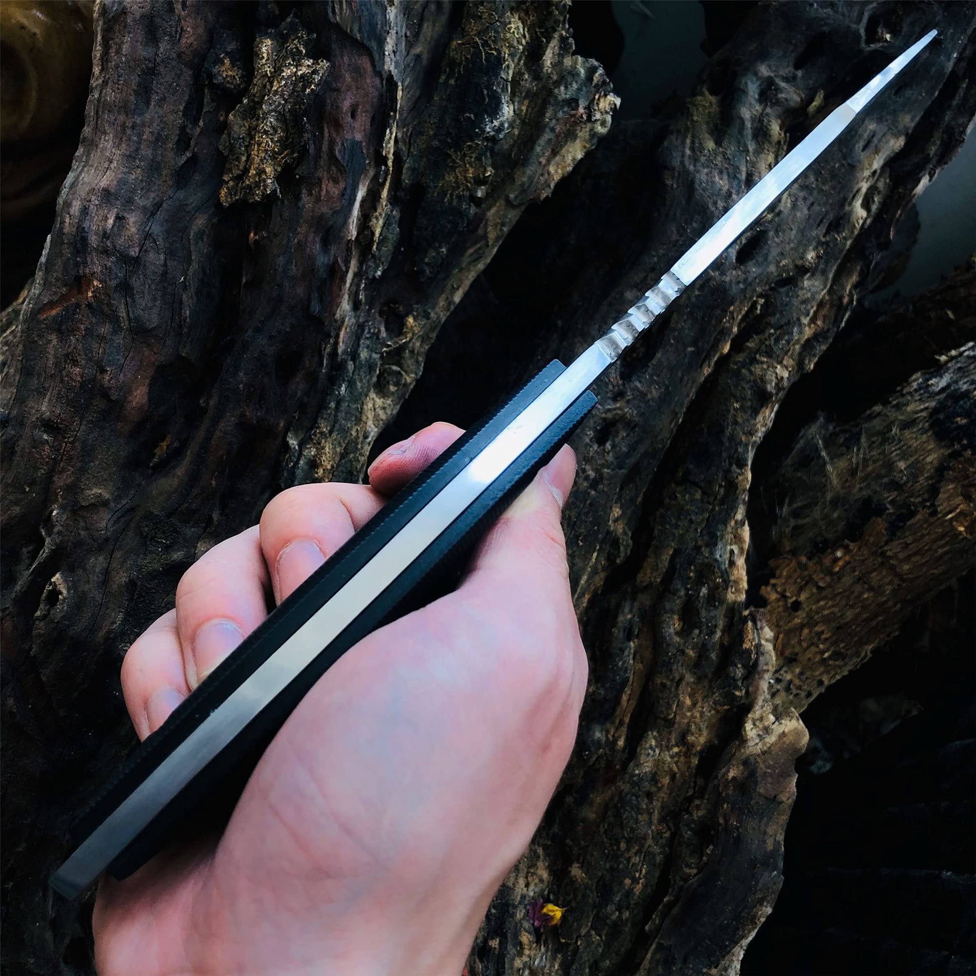 AULAKNIV Collect Customized Full Tang Fixed Blade D2 Steel Perfect Tactical Design 12.5" Bowie Knives Tactical,Hunting,Survival,Camping Tools W/Leather Sheath