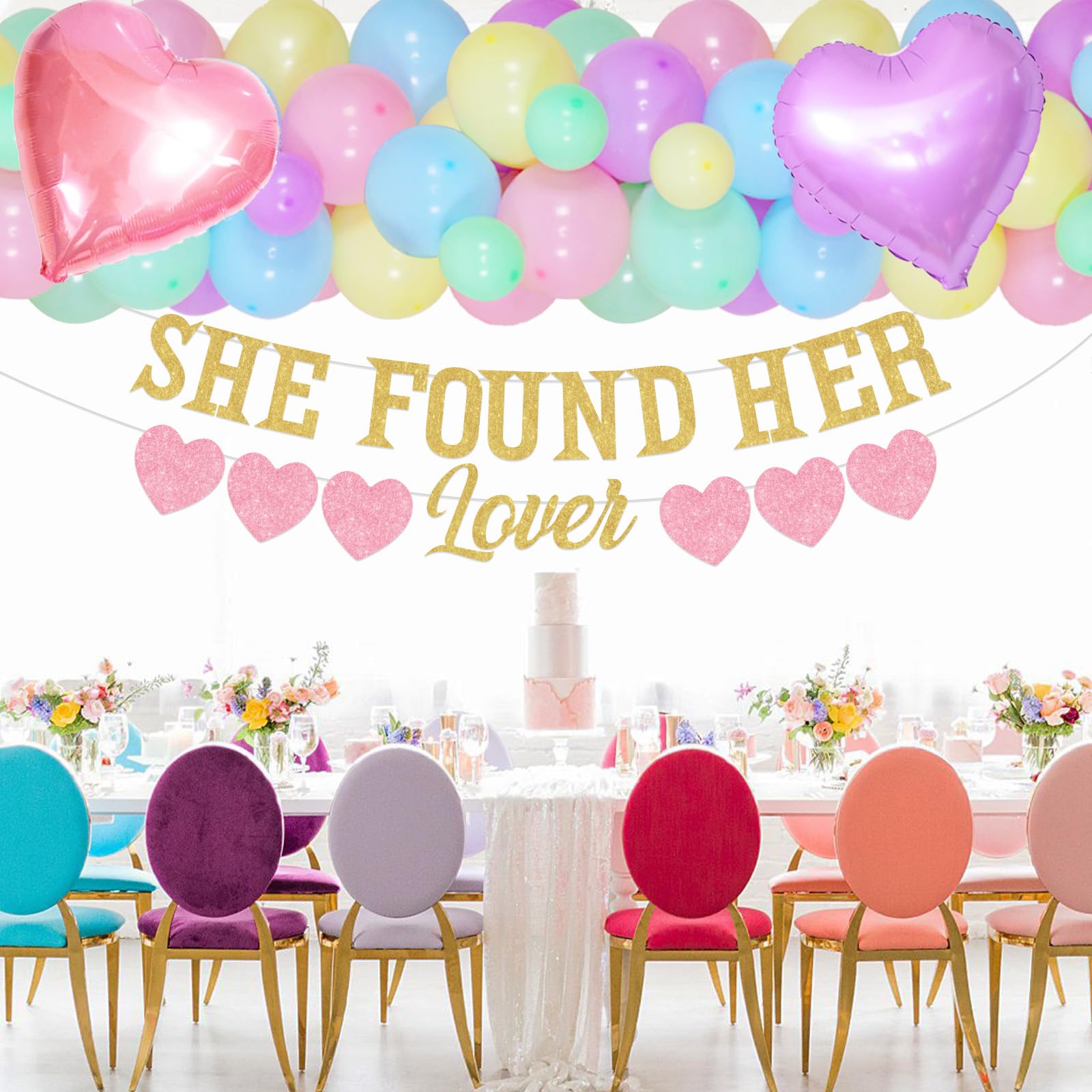 Sursurprise She Found Her Lover Banner Pastel Balloon Garland Kit for Bachelorette Party Decorations Bridal Shower Engagement Wedding Supplies